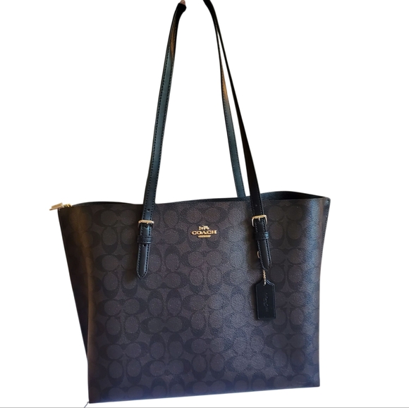 Coach | Bags | Coach Mollie Tote In Signature Canvas Goldwalnutblack ...